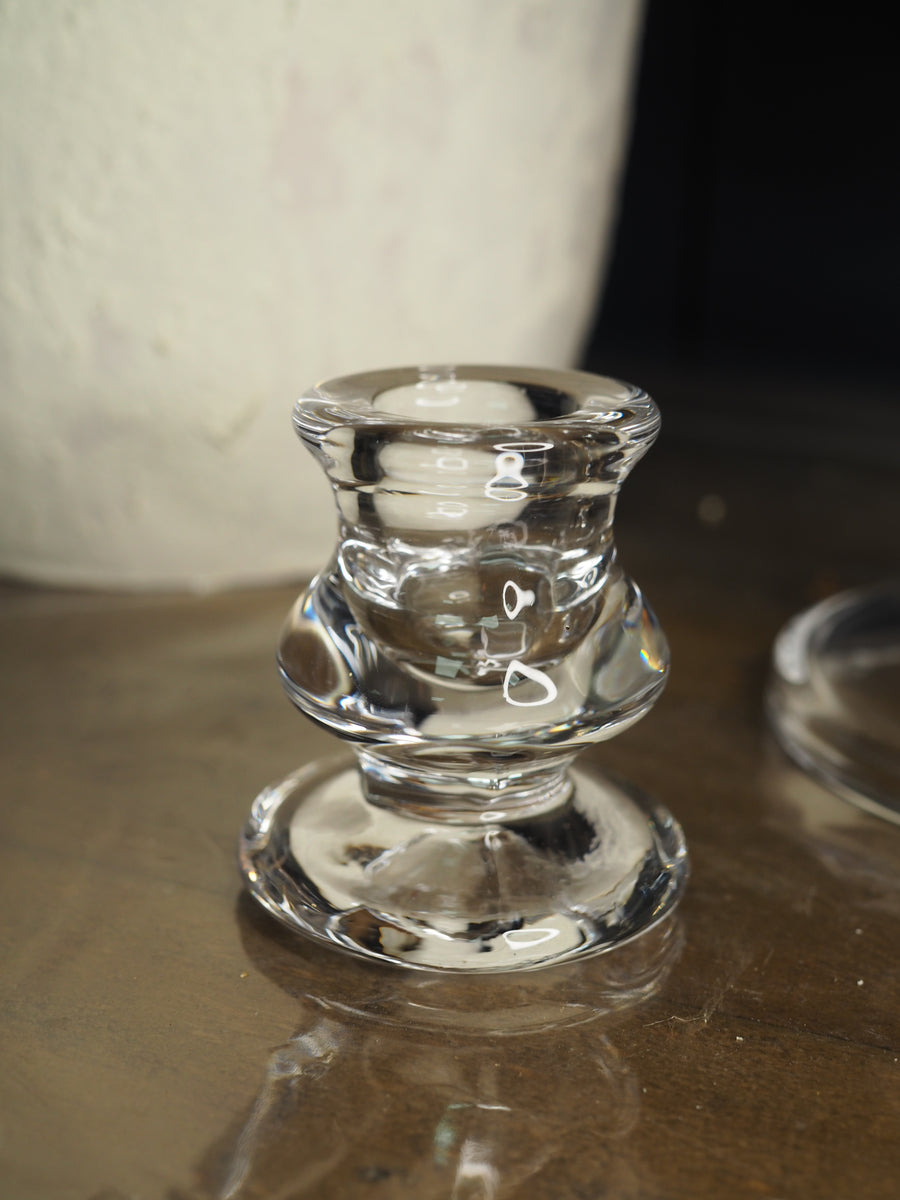 Clear glass short candlestick | Candles & holders | Osborne & Co.