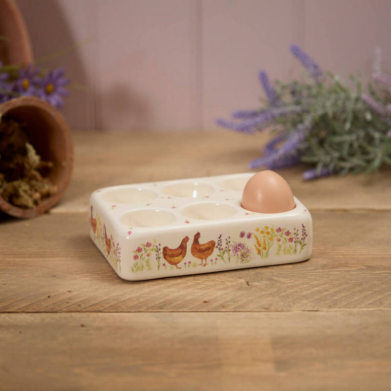 Chicken & Floral Egg Tray | Kitchen Storage | Osborne & Co.