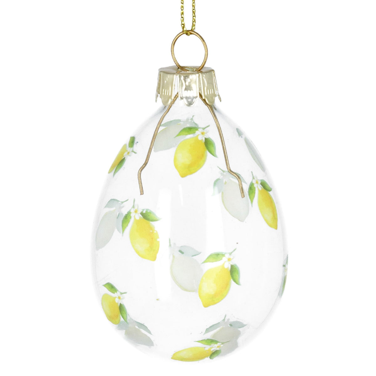 Lemon Clear Glass Egg Dec | Easter hanging decorations | Osborne & Co.