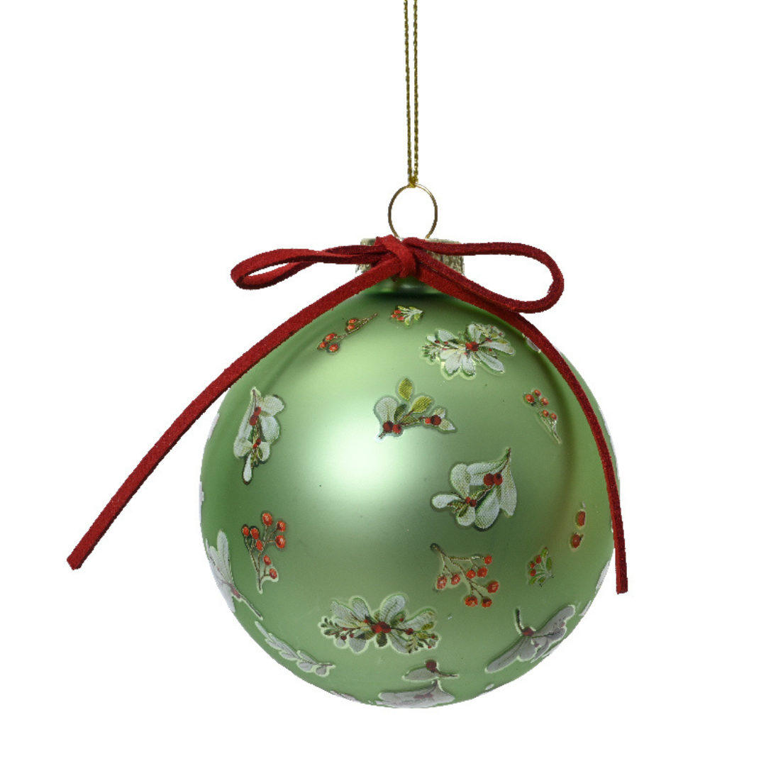 Kitsch holly printed glass bauble pack | Christmas decs | Osborne & Co.