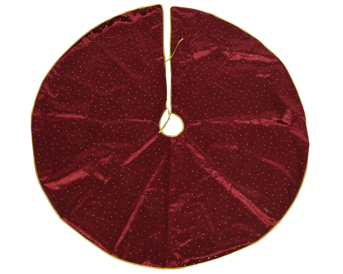 Oxblood tree skirt with gold detail | Tree accessories | Osborne & Co.