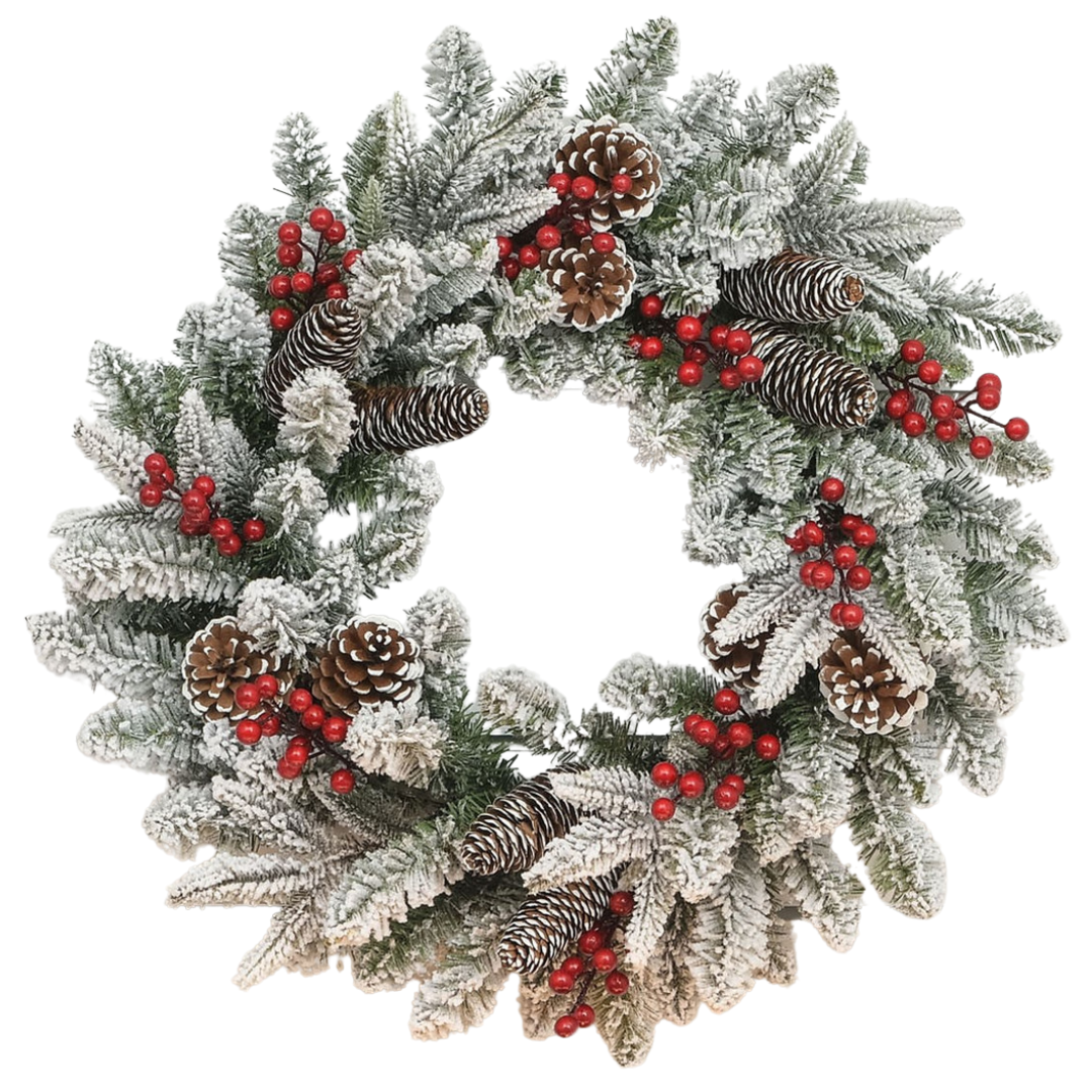 Flocked red berry wreath | Wreaths & Garlands | Osborne & Co.